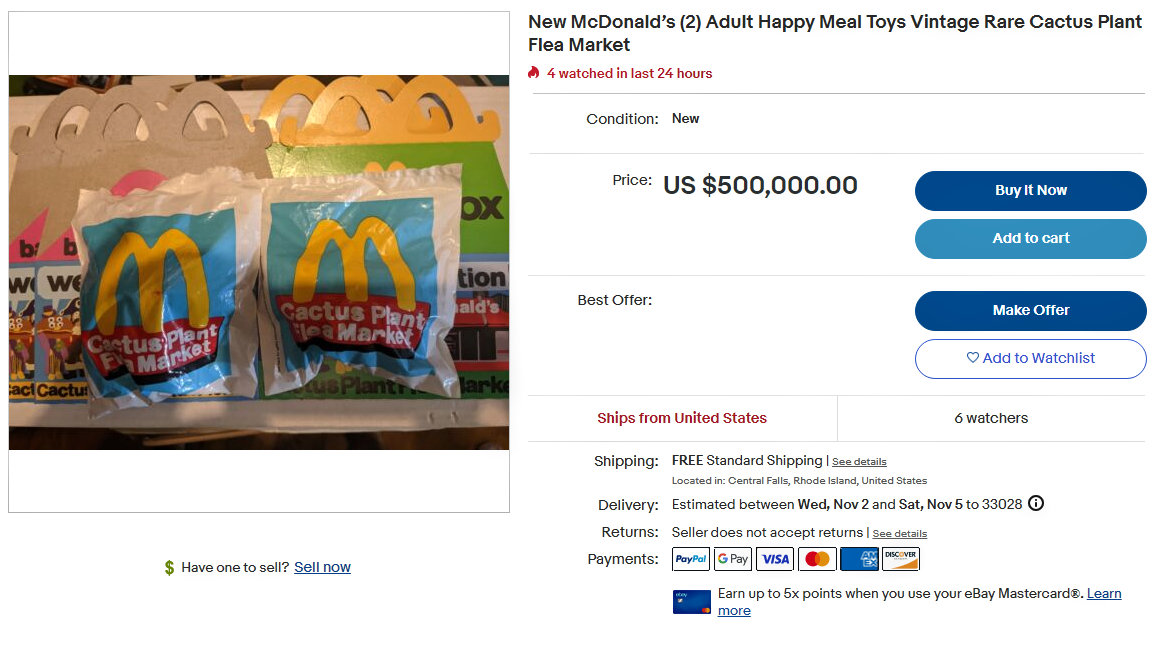 Mcdonalds “adult” Happy Meal Toys List For 500 000 On Ebay